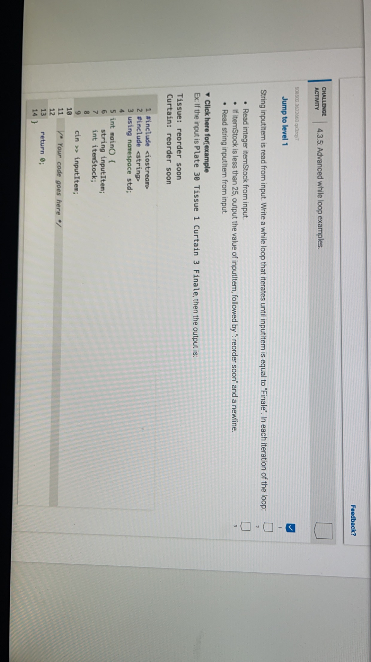 Solved 4.3.5: Advanced while loop examples.500502.3622660 | Chegg.com