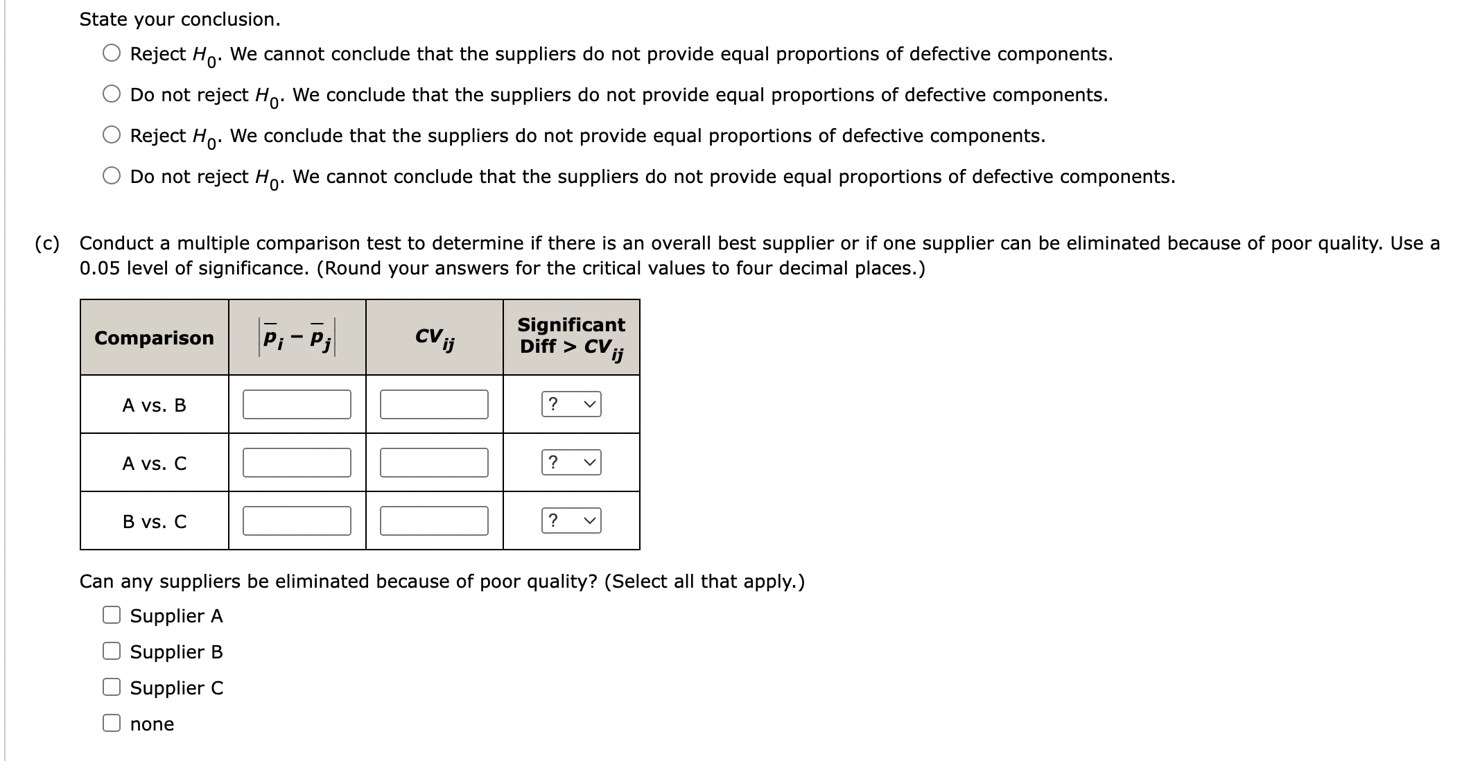Solved State your conclusion. Reject H0. We cannot conclude | Chegg.com