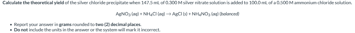 Solved Calculate the theoretical yield of the silver | Chegg.com