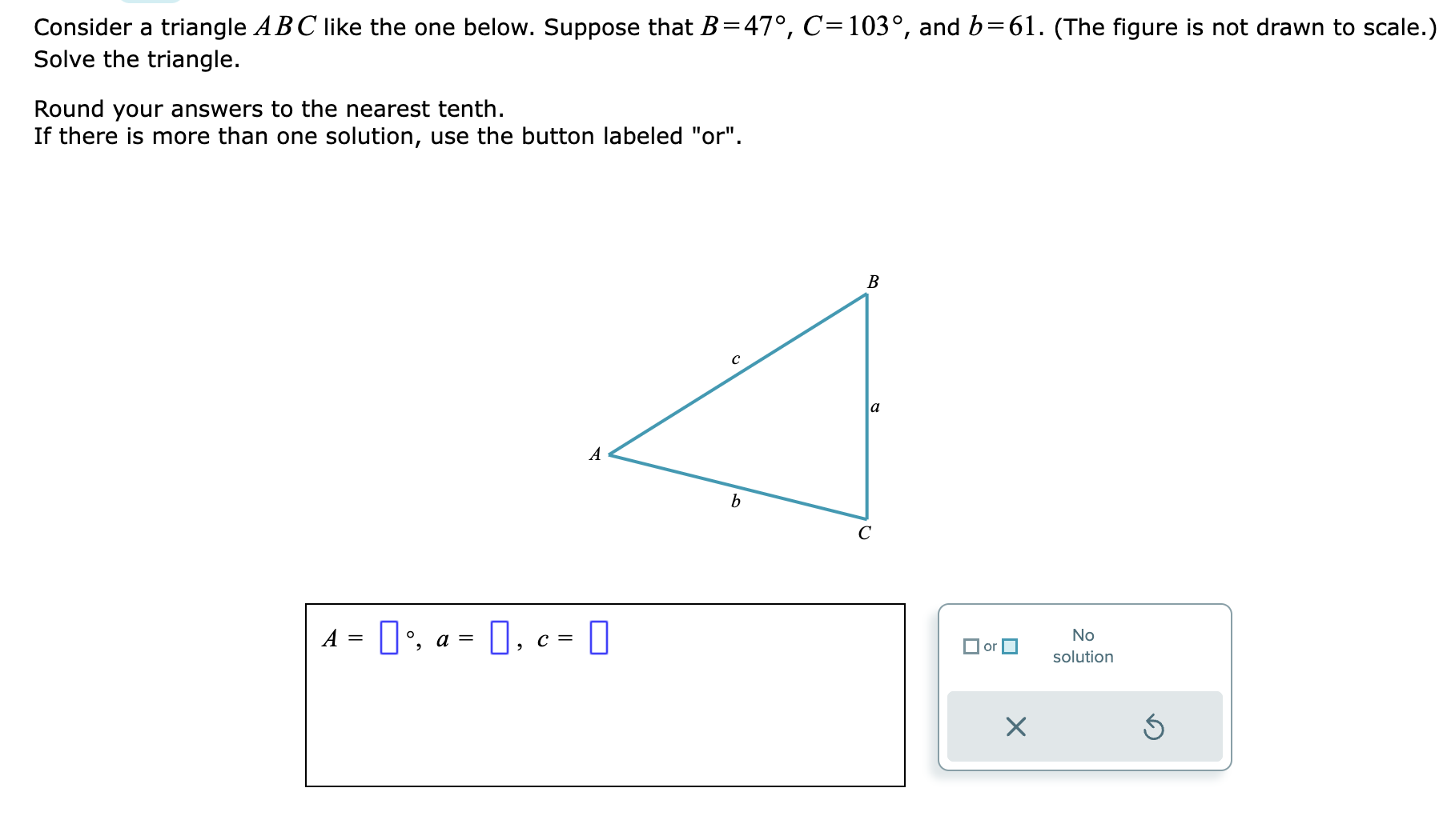 Solved Consider a triangle ABC like the one below. Suppose | Chegg.com