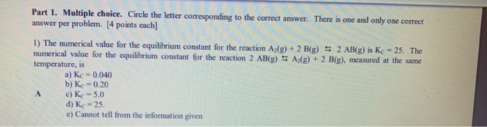 Solved Part 1. Multiple choice. Circle the letter | Chegg.com