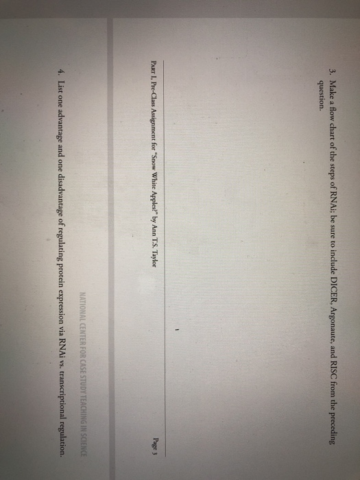 Solved 3. Make a flow chart of the steps of RNAi; be sure to | Chegg.com