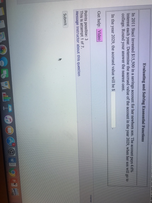 Solved Evaluating and Solving Exonential Functions In 2011 | Chegg.com