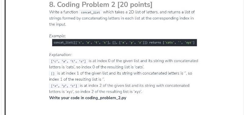 Solved 8 Coding Problem 2 20 Points Write A Function 