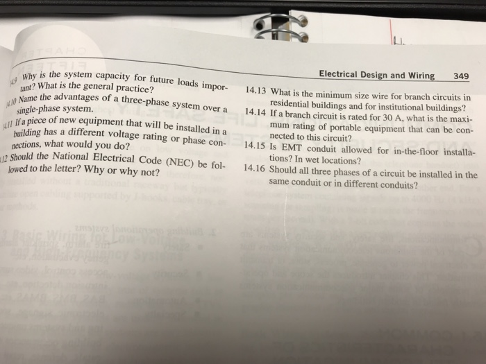 Solved LI. Electrical Design and Wiring 349 is the system | Chegg.com