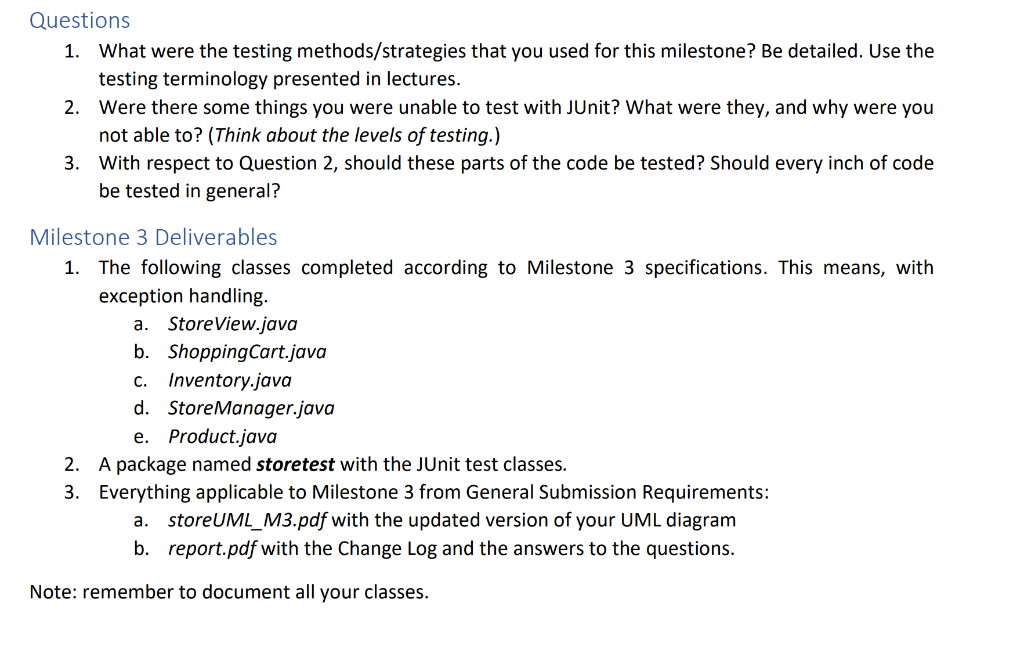 Please help complete assignment Milestone 3 in Java | Chegg.com