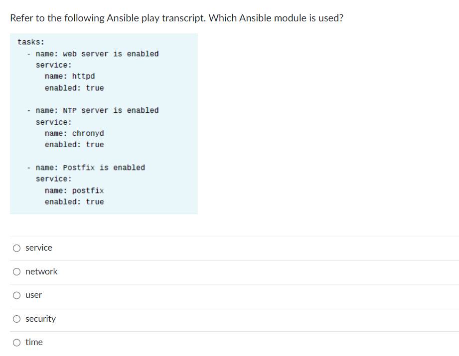 Solved Refer to the following Ansible play transcript. Which | Chegg.com Solved Refer to the following Ansible play transcript. Which | Chegg.com