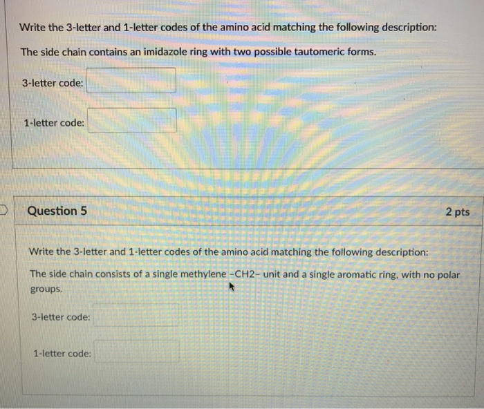 Solved Write the 3-letter and 1-letter codes of the amino | Chegg.com