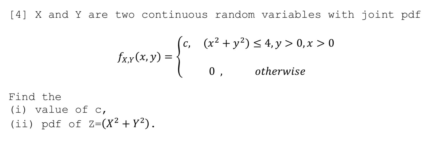Solved [4] X and Y are two continuous random variables with | Chegg.com