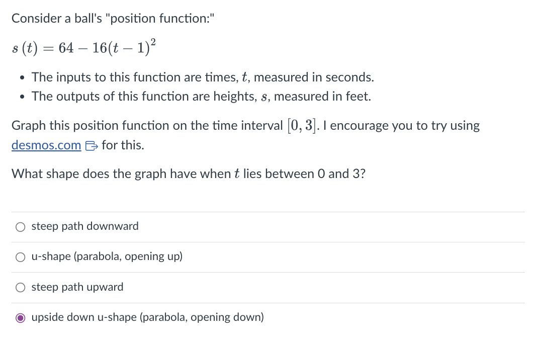 Solved Consider a ball's \"position function:\" \\[ | Chegg.com