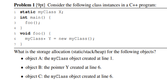 Solved Problem 1 [9pt] Consider the following class | Chegg.com