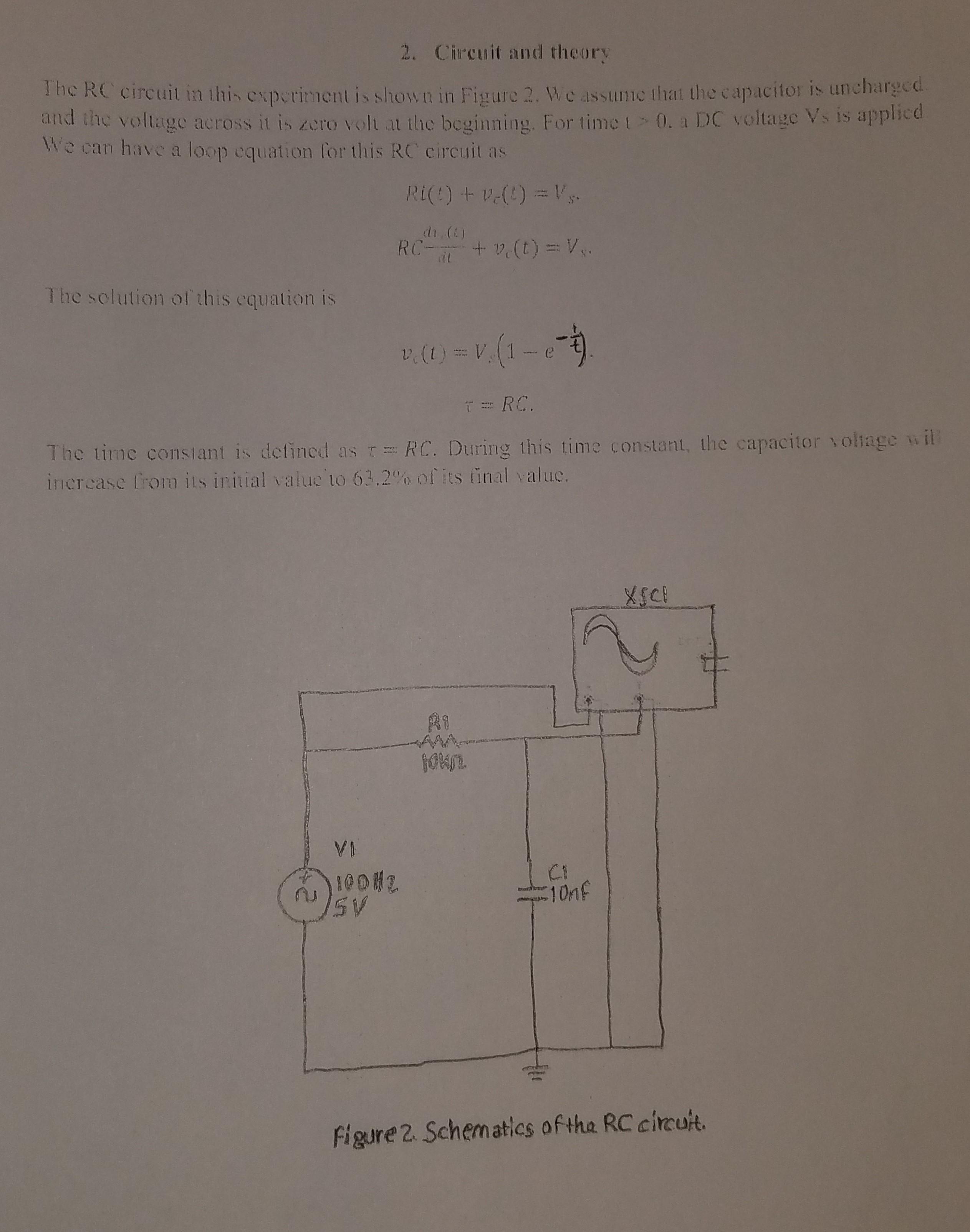 Lab 8. Transient Response of an RC circuit 1. | Chegg.com