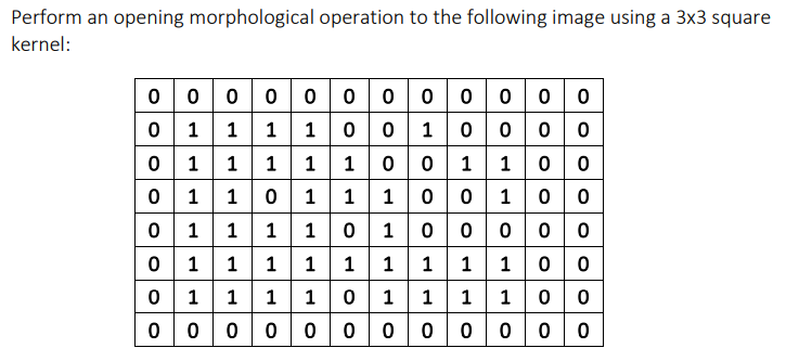 Perform an opening morphological operation to the | Chegg.com