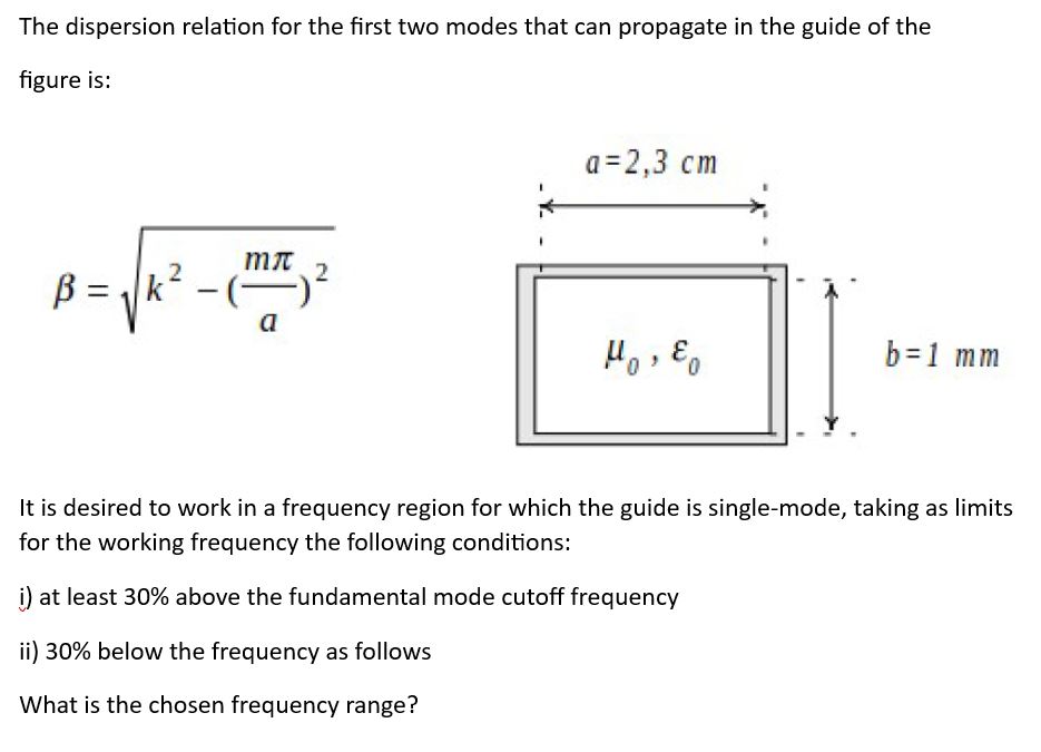 Solved The dispersion relation for the first two modes that | Chegg.com