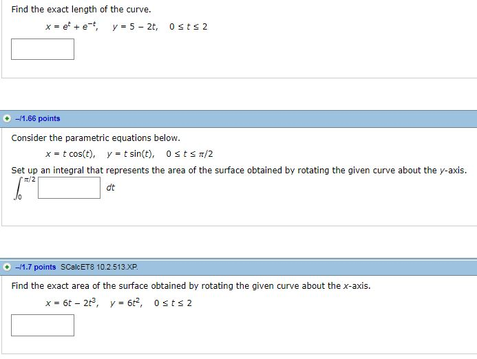 Solved Find the exact length of the curve +-11.66 points | Chegg.com