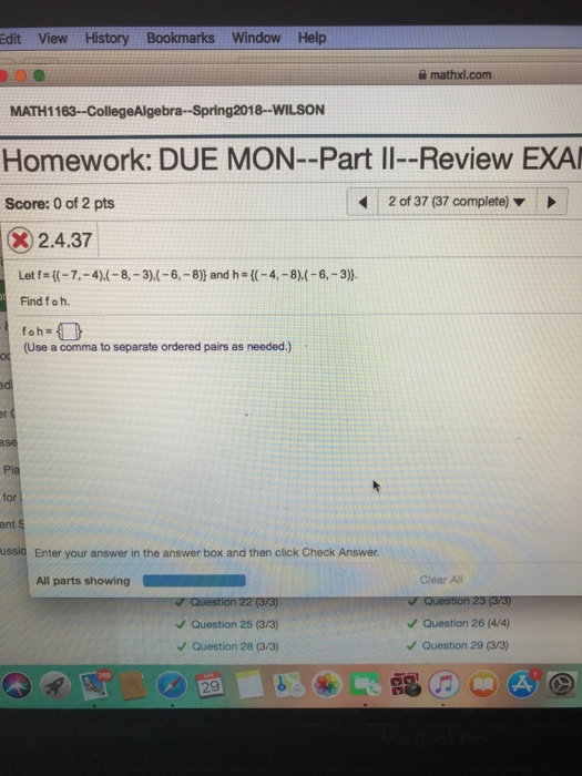 Solved Edit View History Bookmarks Window Help 을 mathxl.com | Chegg.com