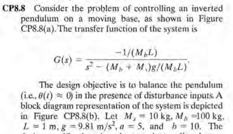 Solved CP8.8 Consider the problem of controlling an inverted | Chegg.com
