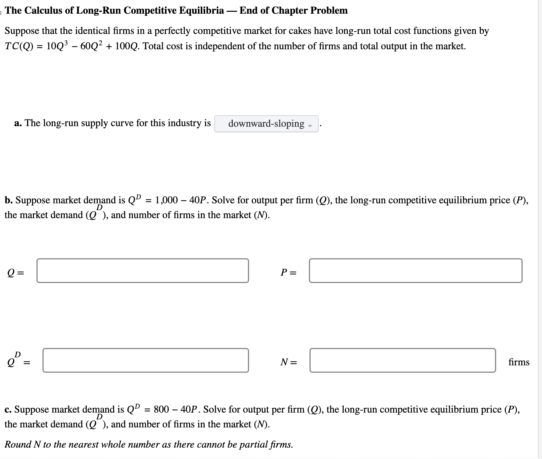 Solved The Calculus of Long-Run Competitive Equilibria — | Chegg.com