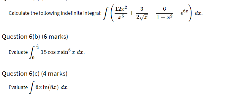 Solved Calculate the following indefinite integral: 12.02 3 | Chegg.com