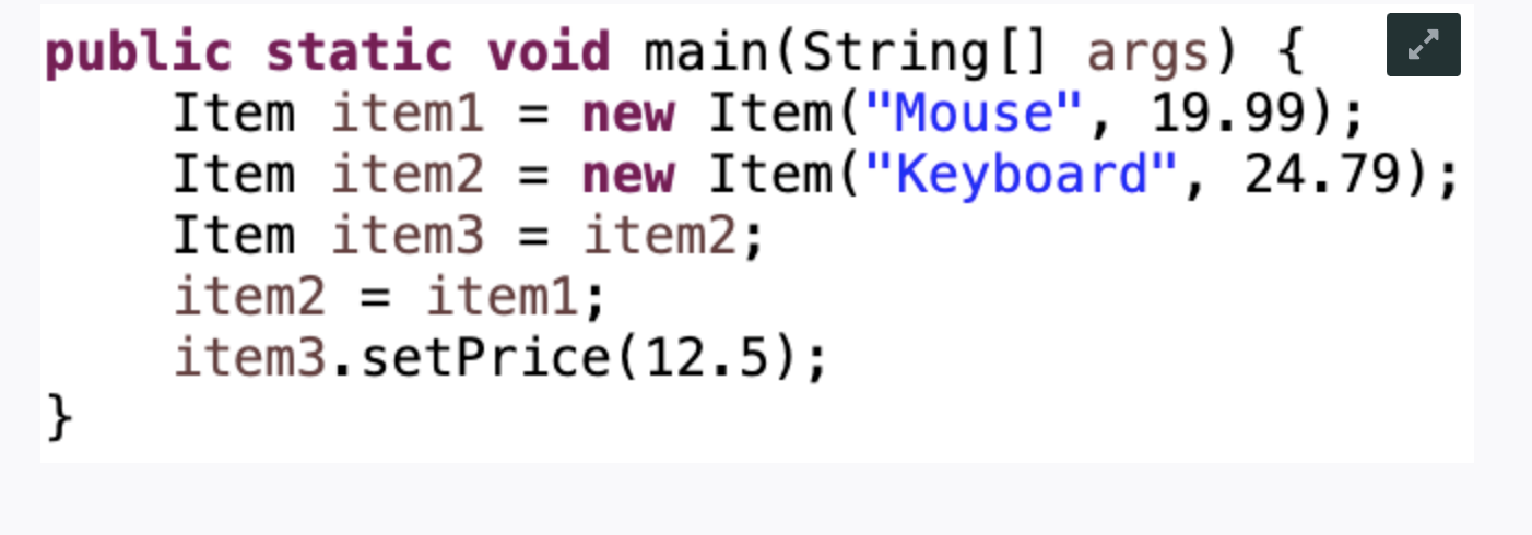 Solved Java Draw Box And Pointer Diagram For The Main