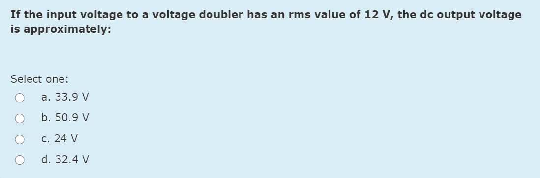 Solved If The Input Voltage To A Voltage Doubler Has An Rms 