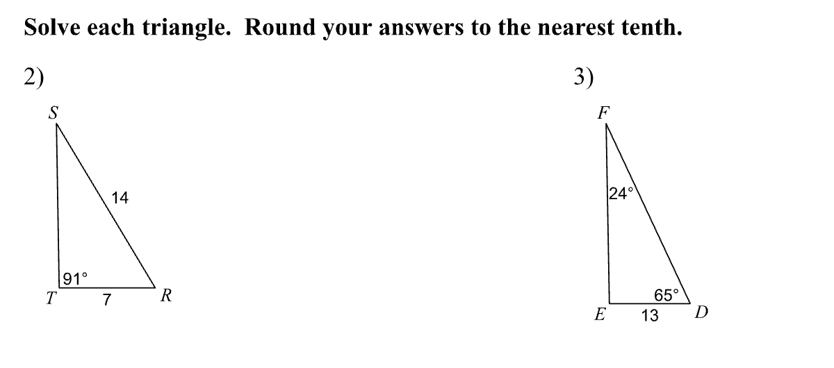 Solved Solve each triangle. Round your answers to the | Chegg.com