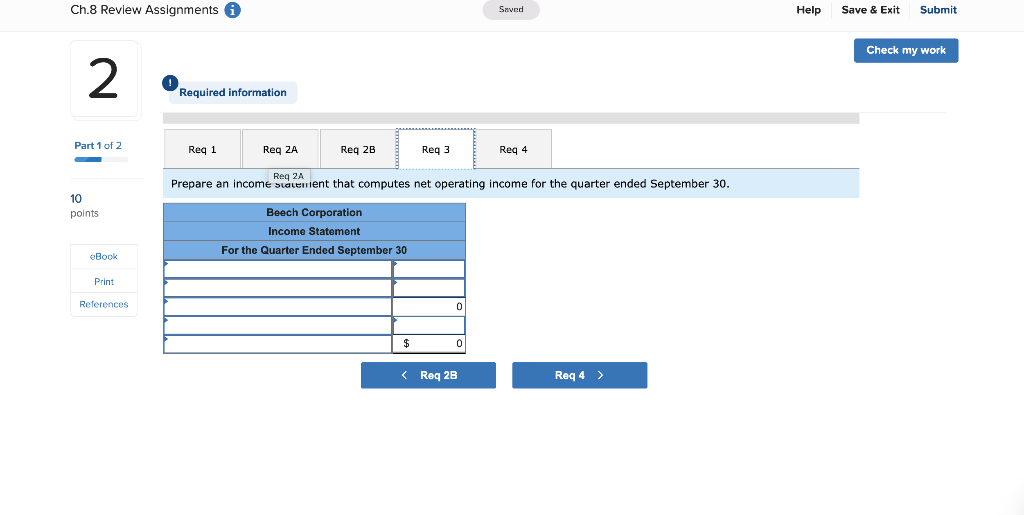 Solved 2 Part 1 of 2 10 points eBook Print References Check | Chegg.com