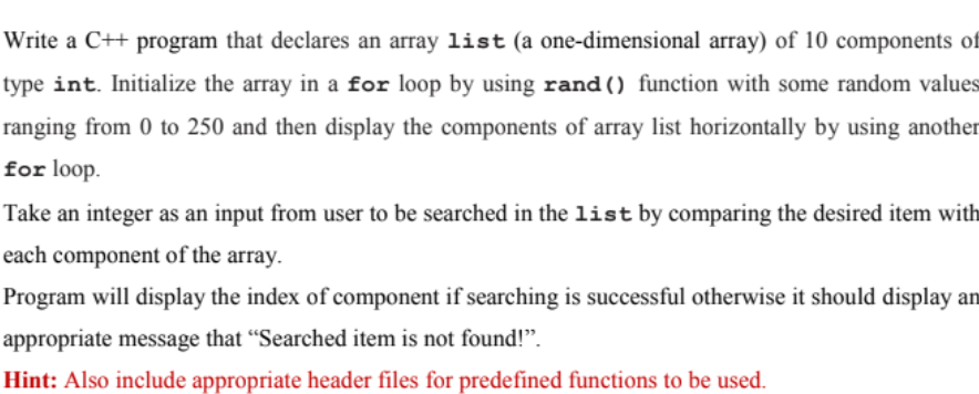 Solved Write a C++ program that declares an array list (a | Chegg.com