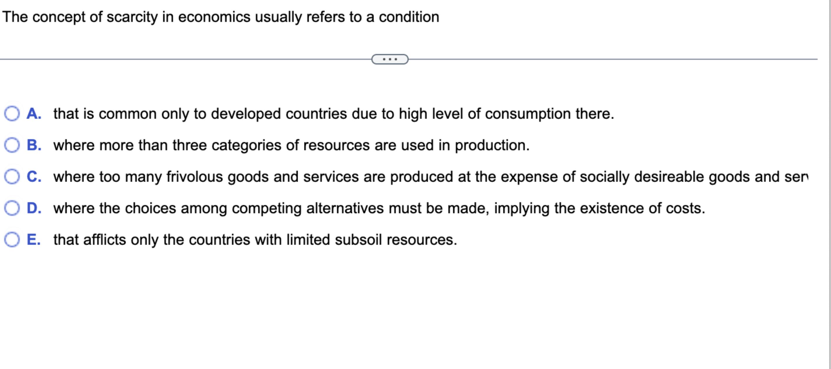 Solved The concept of scarcity in economics usually refers | Chegg.com
