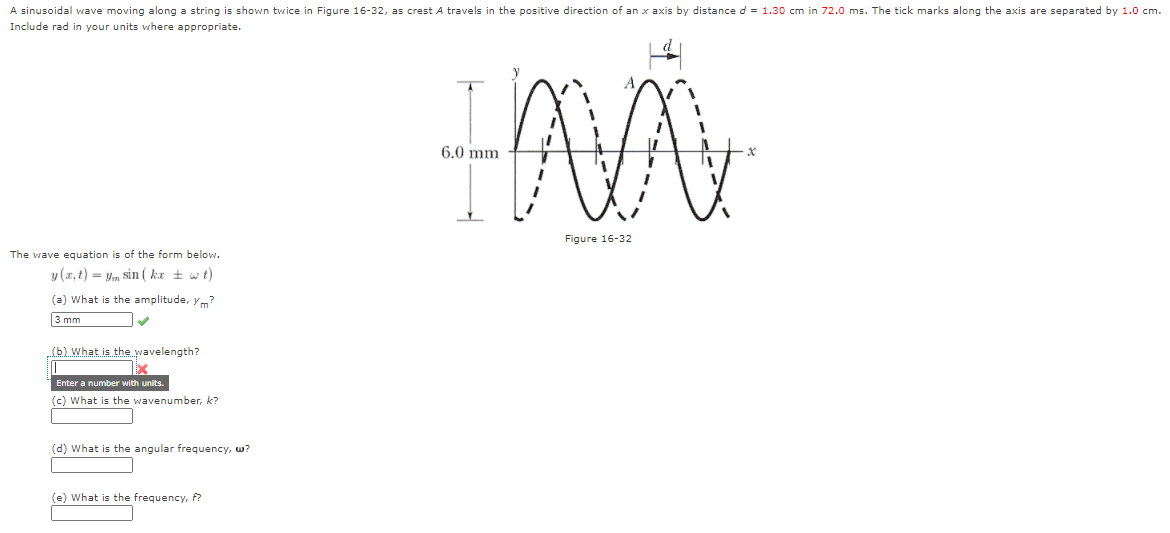 Solved A sinusoidal wave moving along a string is shown | Chegg.com