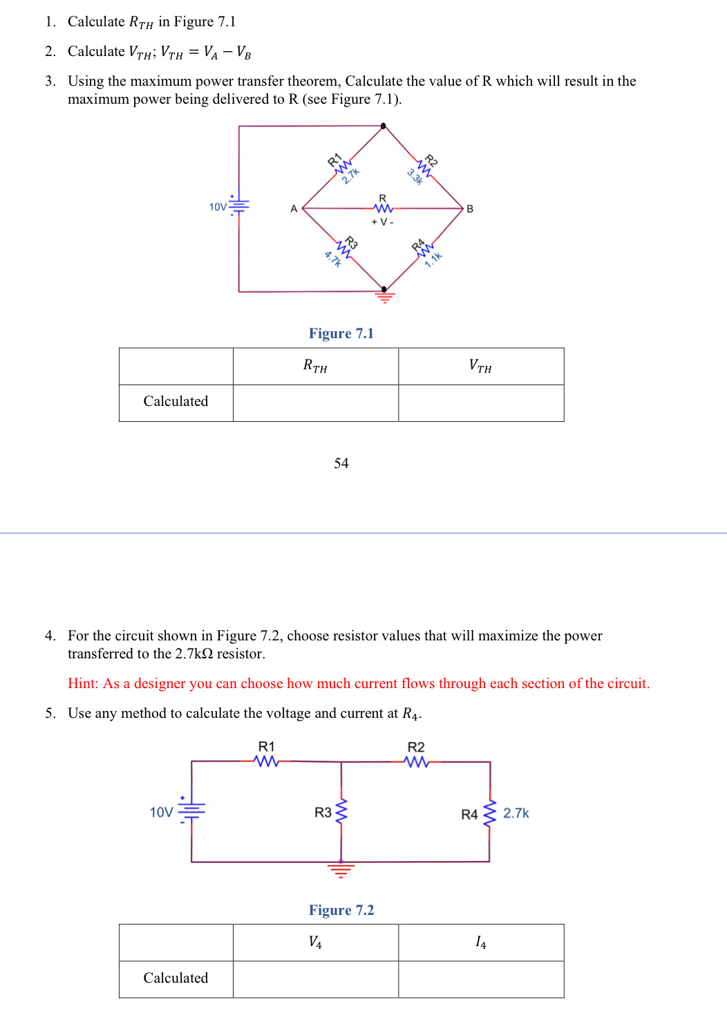 Solved 1. Calculate RTH in Figure 7.1 2. Calculate | Chegg.com
