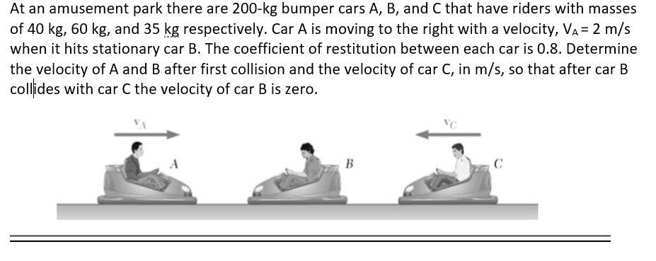 Solved At an amusement park there are 200-kg bumper cars A, | Chegg.com