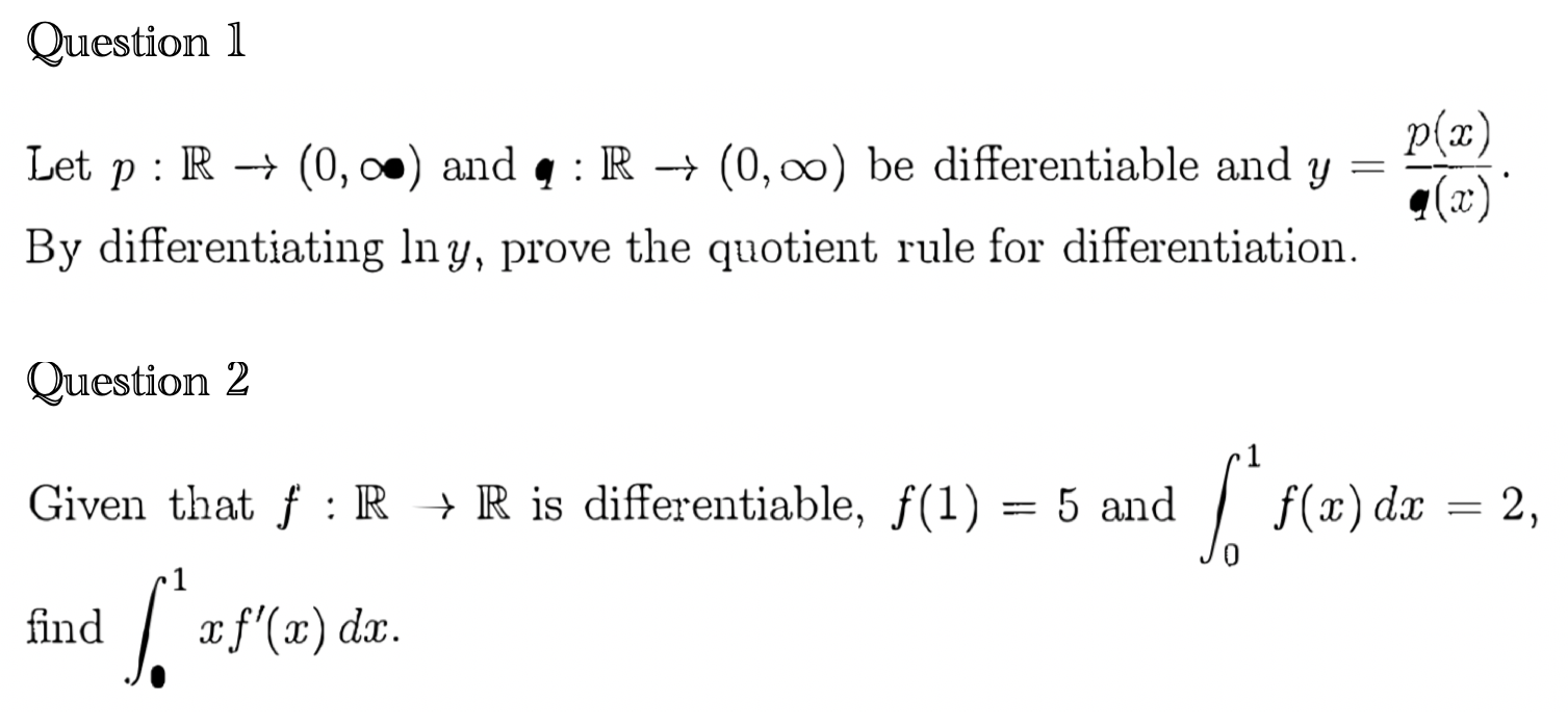 Solved Let P R→ 0 ∞ And Q R→ 0 ∞ Be Differentiable And