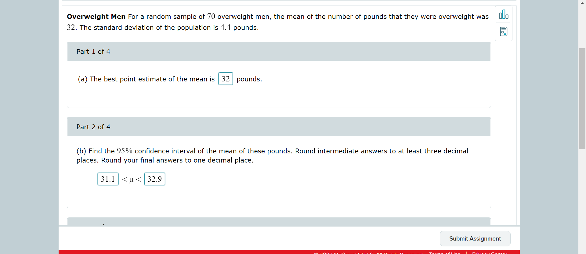 Solved olo Overweight Men For a random sample of 70 | Chegg.com
