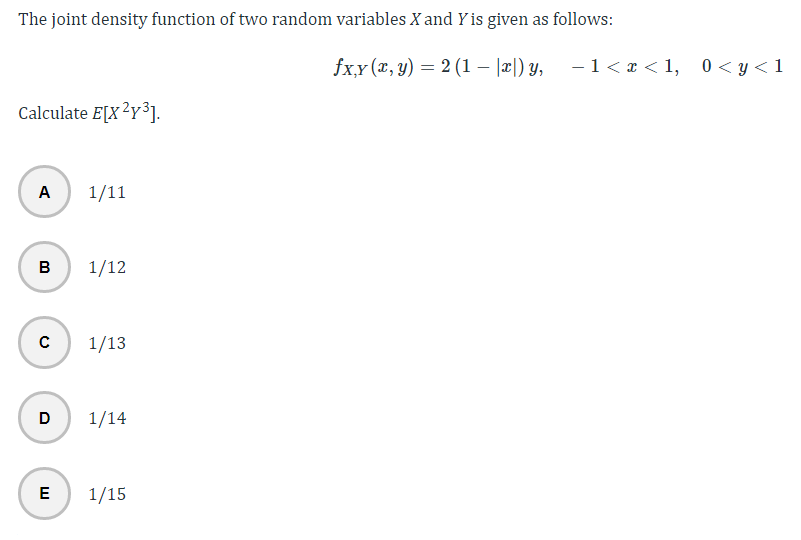 Solved The joint density function of two random variables X | Chegg.com