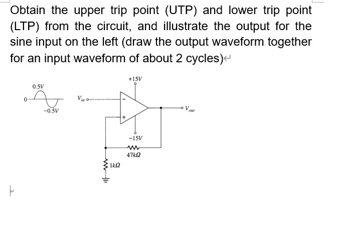 Solved Obtain the upper trip point (UTP) and lower trip | Chegg.com
