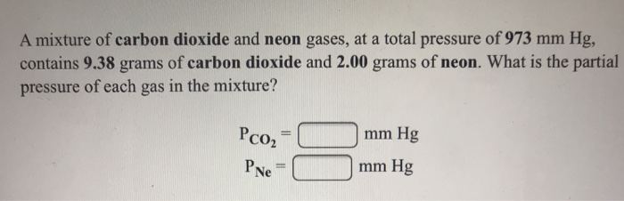 Solved A mixture of carbon dioxide and neon gases, at a | Chegg.com