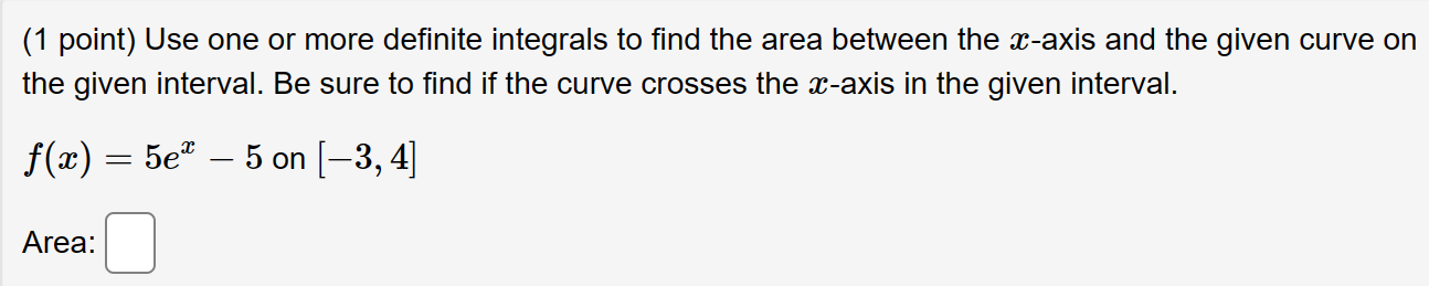 Solved (1 ﻿point) ﻿Use one or more definite integrals to | Chegg.com