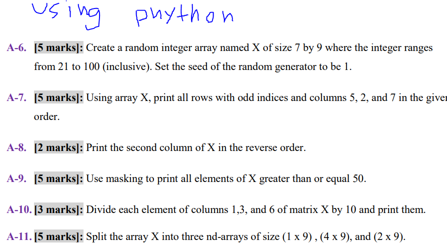 Solved Using Phython A 6 5 Marks Create A Random Integer 4608