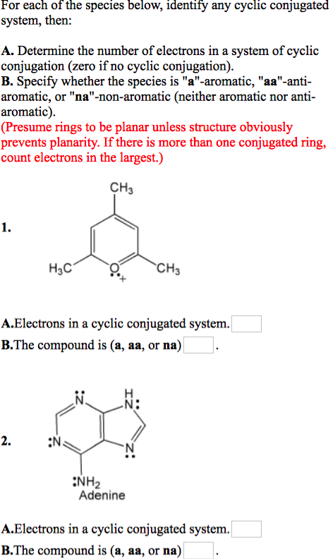 Solved For each of the species below, identify any cyclic | Chegg.com