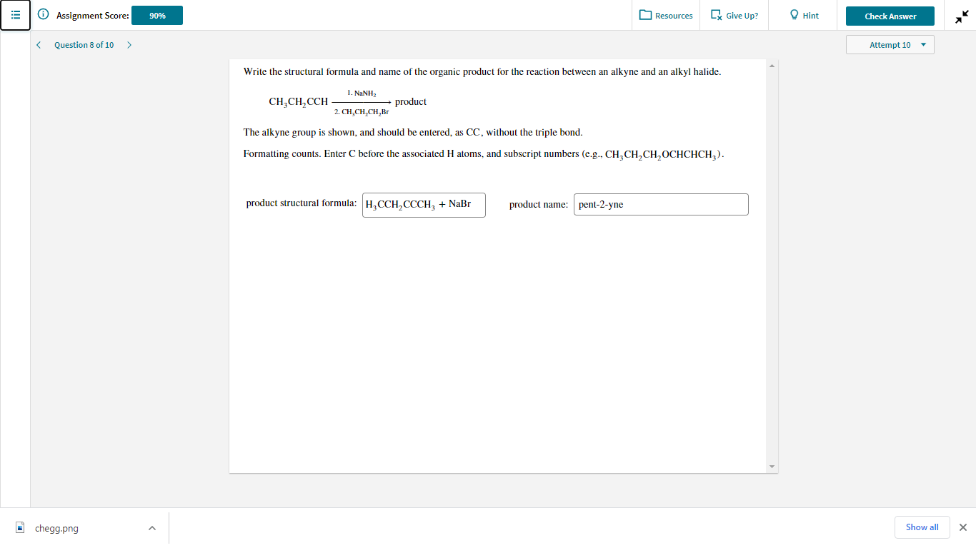Solved Assignment Score: 90% Resources Give Up? Hint Check | Chegg.com