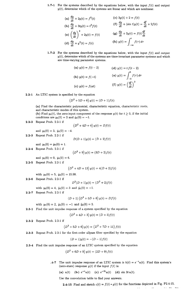 [Solved]: 1.7-1 For the systems described by the equations