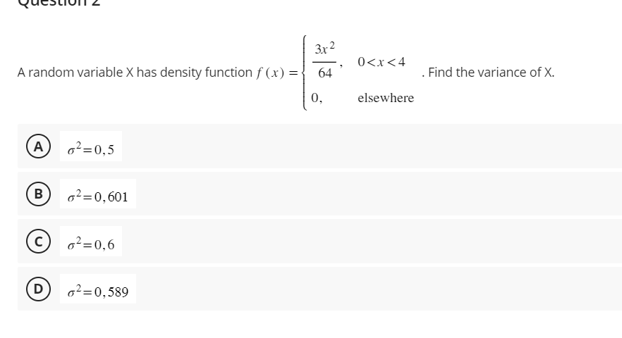 Solved A random variable X has density function | Chegg.com