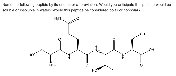 Solved Name the following peptide by its one-letter | Chegg.com