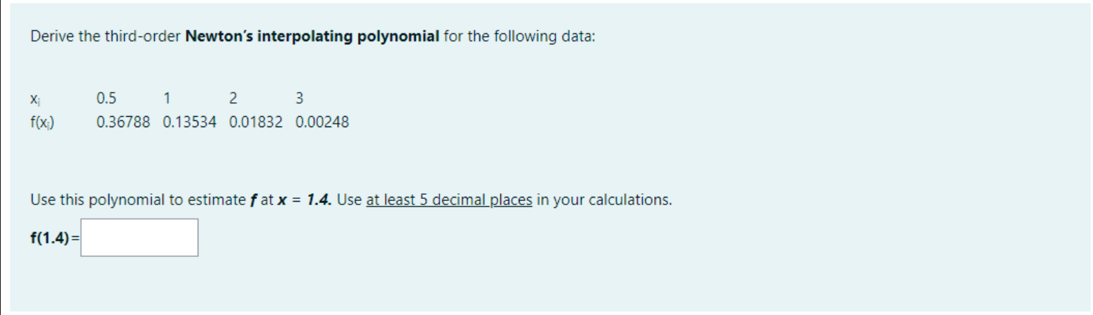 Solved Derive the third-order Newton's interpolating | Chegg.com