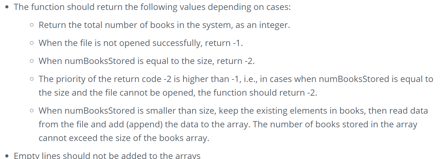 The readBooks function will fill an array of Book | Chegg.com