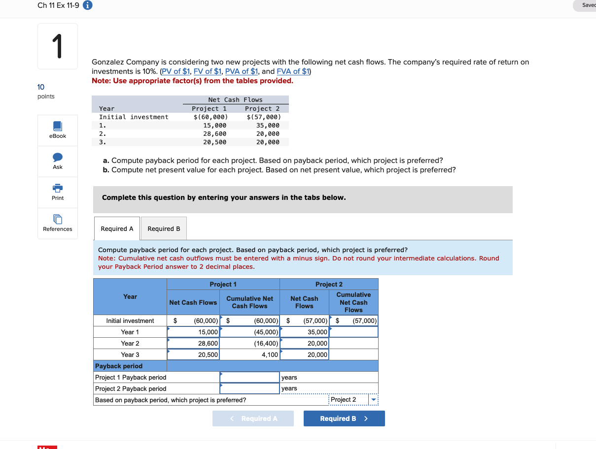 Solved Gonzalez Company is considering two new projects with | Chegg.com