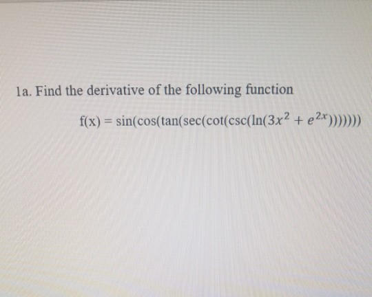 Sin Cos Tan Csc Sec Cot Derivatives