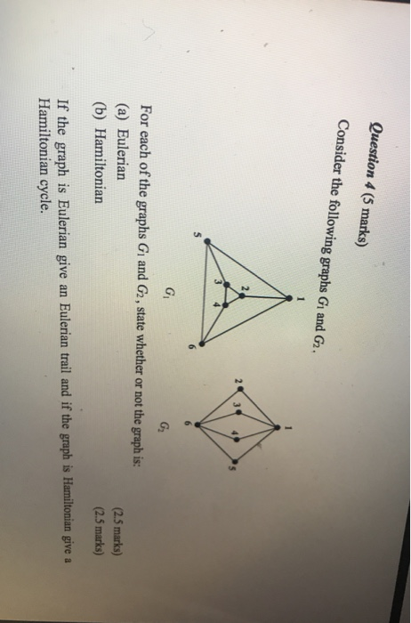 Solved Question 4 (5 marks) Consider the following graphs Gi | Chegg.com