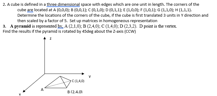 2. A cube is defined in a three dimensional space | Chegg.com